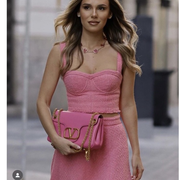 Zara | Skirts | 2 Piece Zara Pink Textured Tweed Matching Set Nwt ...